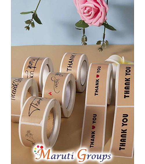 120pcs/roll Kraft Paper Thank You Stickers Labels rectangle Sealing ...