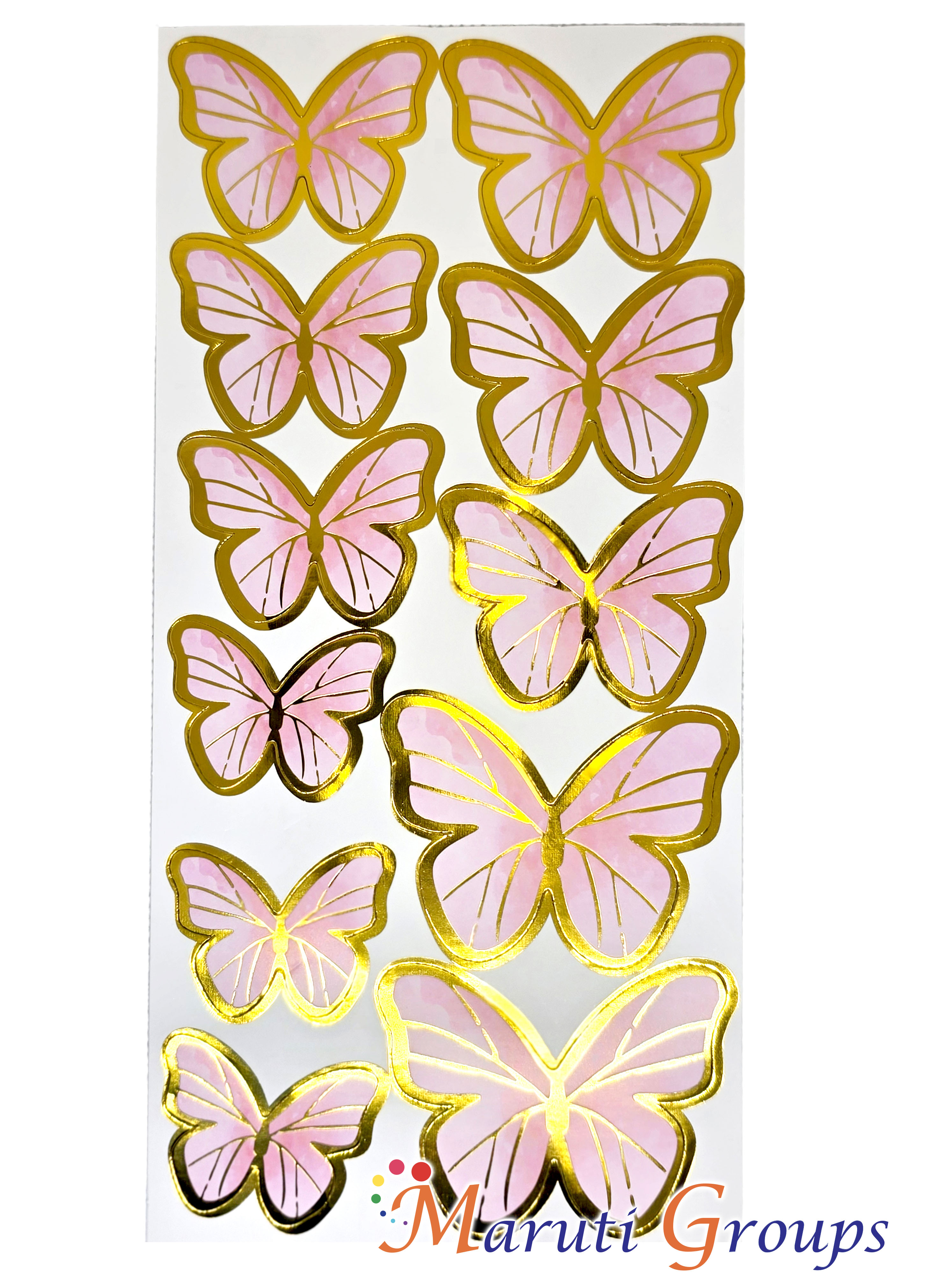 11pcs Pink Gold Rim Butterfly Cake Topper for Cakes and Cupcakes