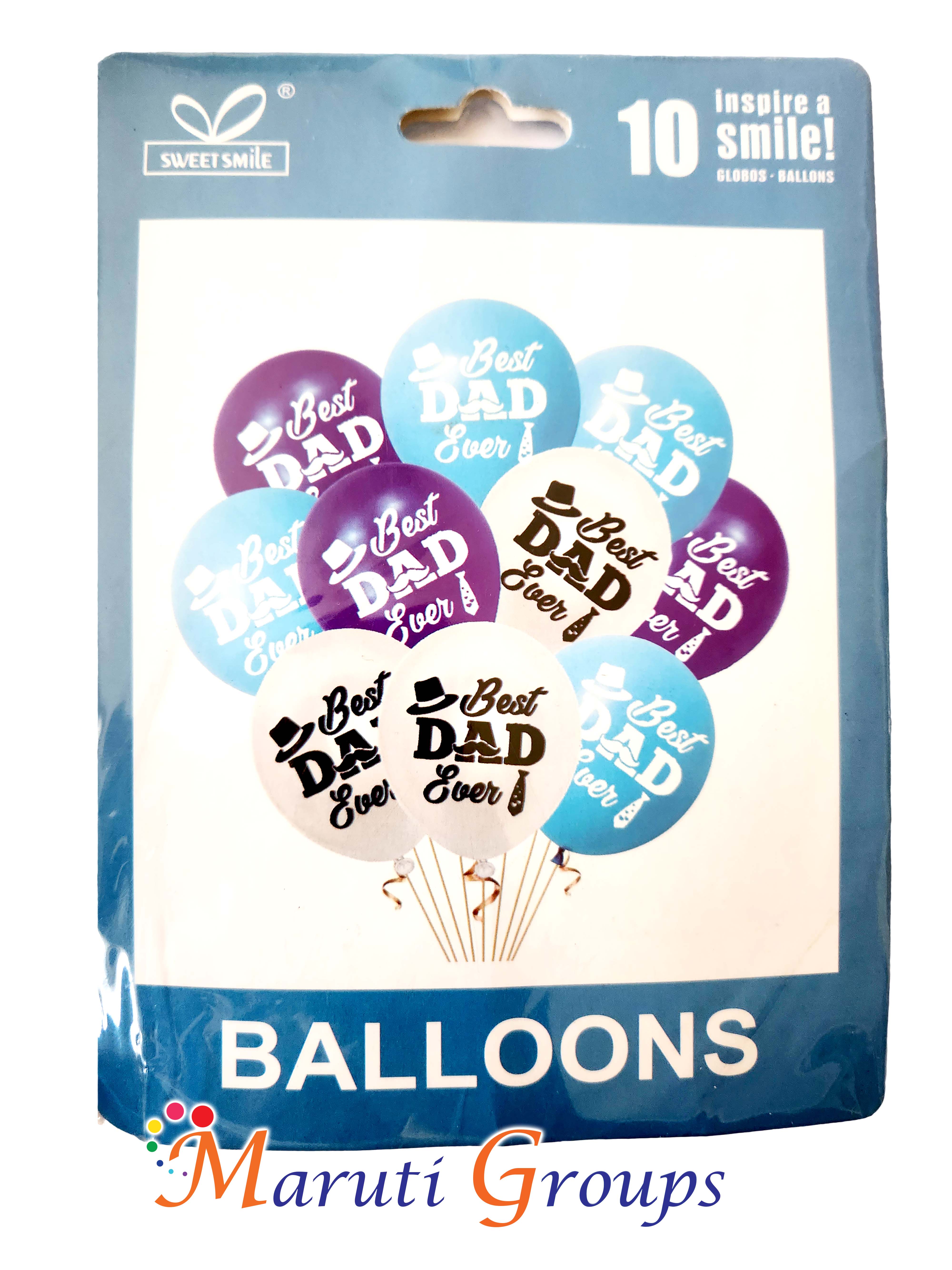 10pc Best Dad Ever / Happy Fathers Day Balloon